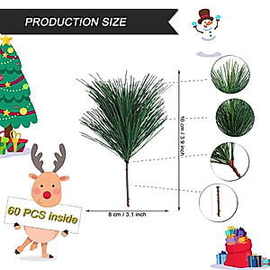 SUJIUJIU 60PCS 3.9"X3.1"Artificial Pine Needles Branches-Small Green Twigs Stems Picks-Fake Greenery Picks for Christmas Garland Wreath Embellishing and Home Holiday Garden Decoration