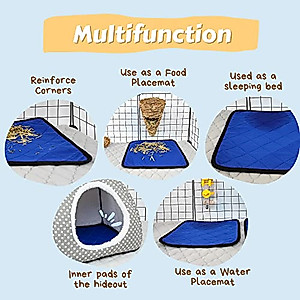 Tierecare 5 Pack Guinea Pig Cage Liner Washable Guinea Pig Pee Pad Fast Absorption Bunny Bedding Soft Hamster Bed Cage Accessories for Small Animals