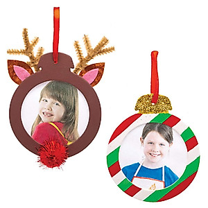 Baker Ross AT220 Wooden Photo Baubles - Pack Of 10, Christmas Arts And Crafts, Kids Arts and Crafts Kits