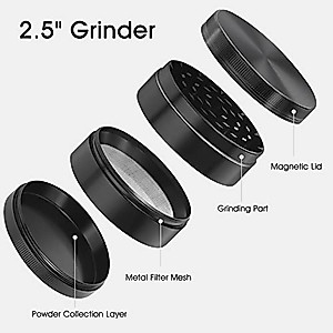 ATOYSKPX Spice Grinder 2.5 Inch, Large Grinder (Black)