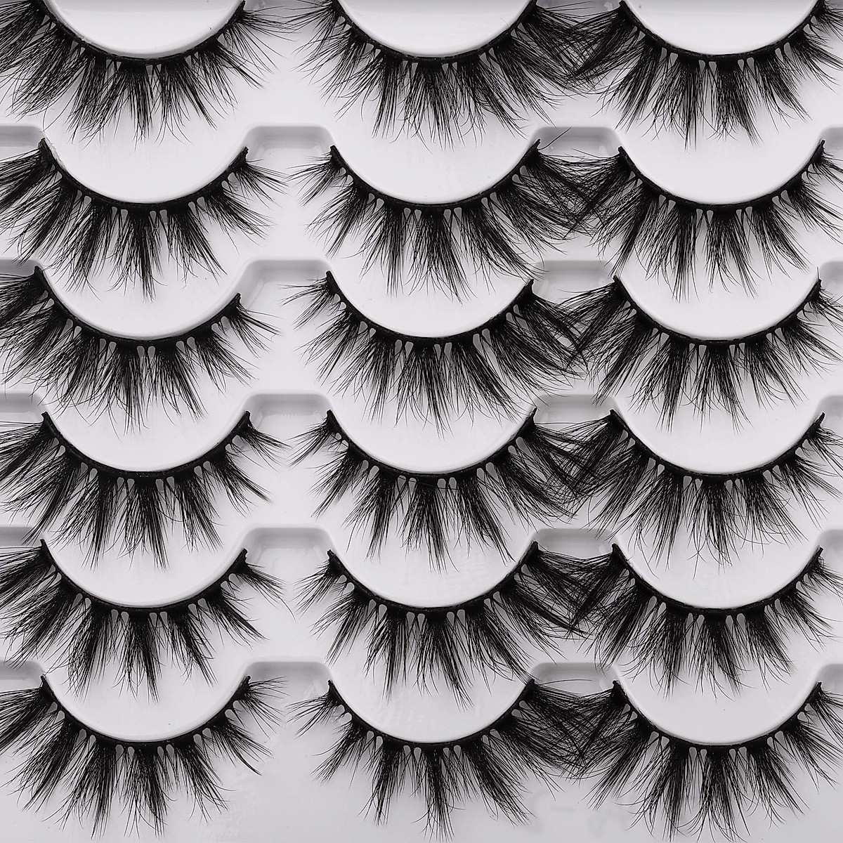 Cat Eye Lashes Pack Wispy 3D Faux Mink Lashes 18mm Fluffy False Eyelashes Soft Reusable Handmade Fake Eyelashes, 12 Pairs Pack by Pawotence