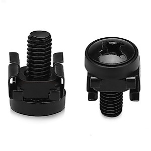 kwmobile 50 Pack M6 Cage Nuts, Bolts and Washers Kit - Cage Nuts Set With Tool for Installation Extraction - For Patch Panel Rack Mount - Black
