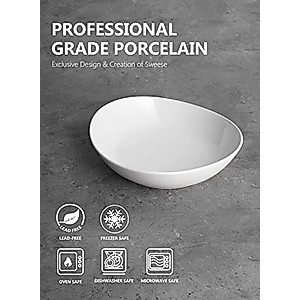 Sweese 135.001 Porcelain Salad Pasta Bowls - 28 Ounce - Set of 6, White