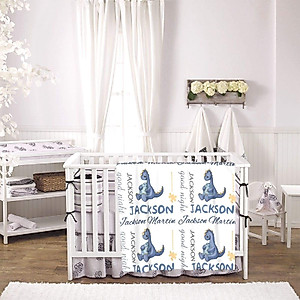 PFCNYMUA Personalized Baby Blankets for Boys with Name, Customized Dinosaur Baby Boys Blanket with Name for Baby Gifts Items 30x40 Inches