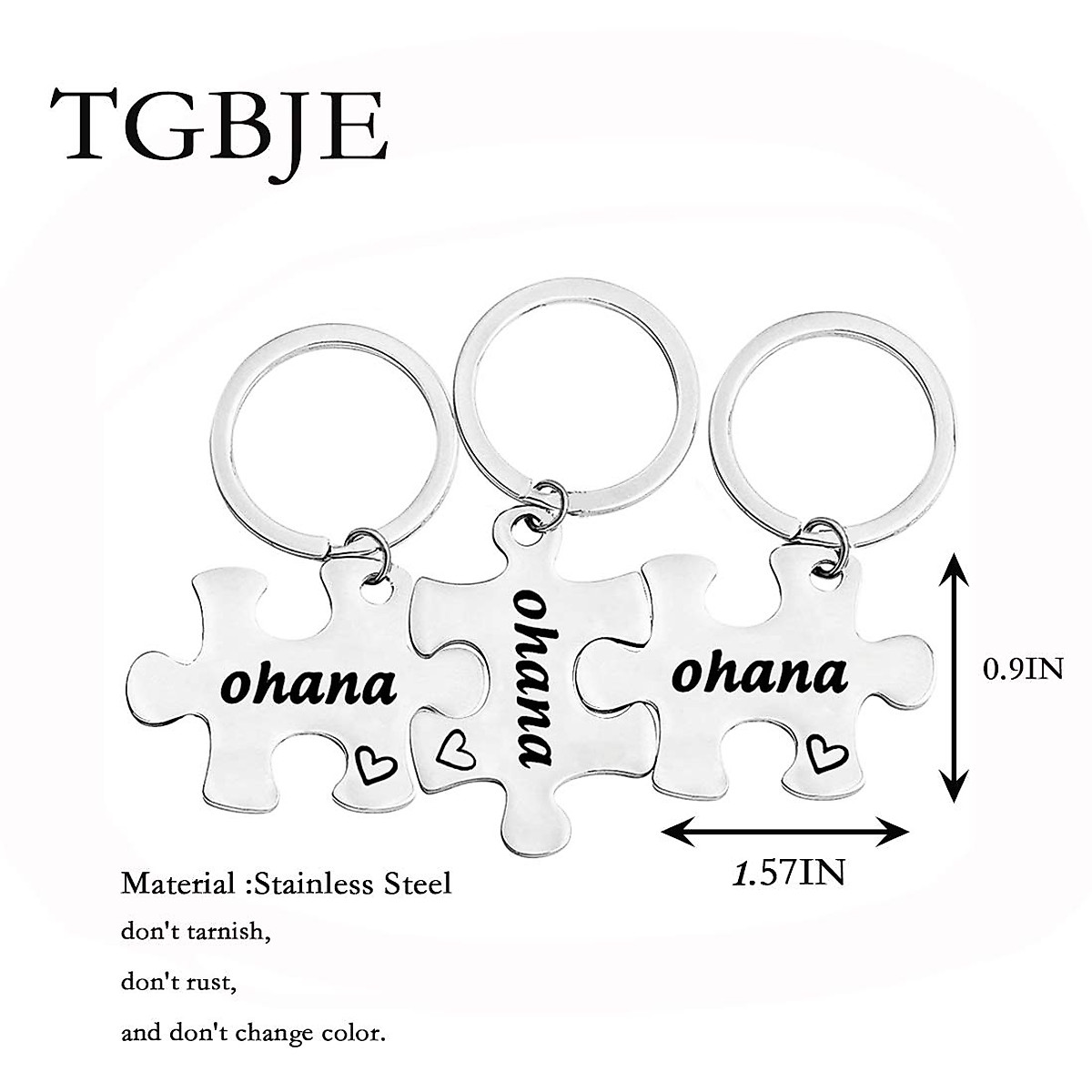 TGBJE Ohana Puzzle keychain set Ohana Means Family Keychain for Best Friend,Family (3 ohana set)