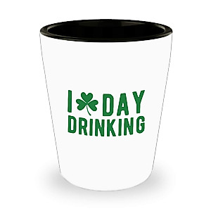 St Patrick's Day Shot Glass I Love Day Drinking Funny Drinking Ceramic Cup Cute Irish for Men Women 1.5 Oz