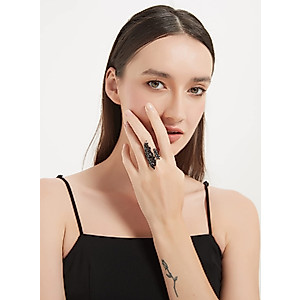 Women Black Cluster Cubic Zirconia Punk Statement Rings