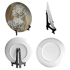 White and Gold Painting Decorative Plate Festival Gift Round Ceramic Plate for Living Room Bedroom Hallway Console Side Table Decor - 7 inches