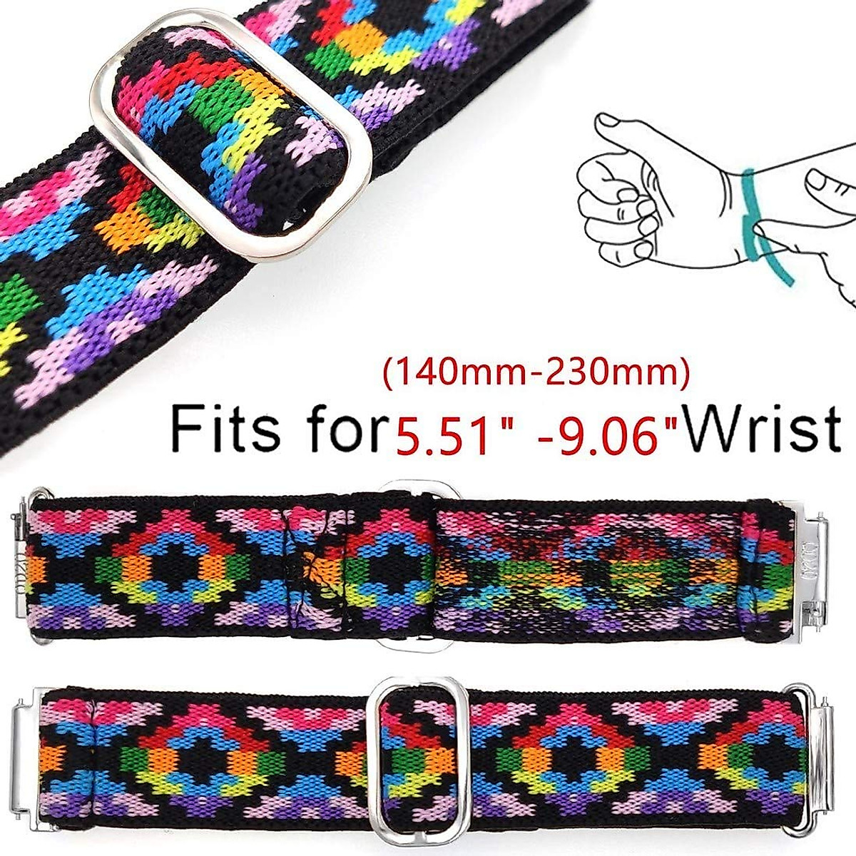 Lamshaw ID206 Band, Stretch Elastics Adjustable Strap Compatible for LETSCOM ID206 1.69" Smartwatch/YAMAY 1.69 Inch ID206 Smartwatch/Dirrelo ID206 smartwatch (Aztec Style Colorful)
