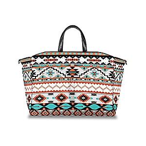 Aztec Print Diaper Bag Tote with Stroller Straps, Ethnic Chevron Large Capacity Baby Stroller Organizer Bag, Multi-Function Nappy Bag Travel Handbag
