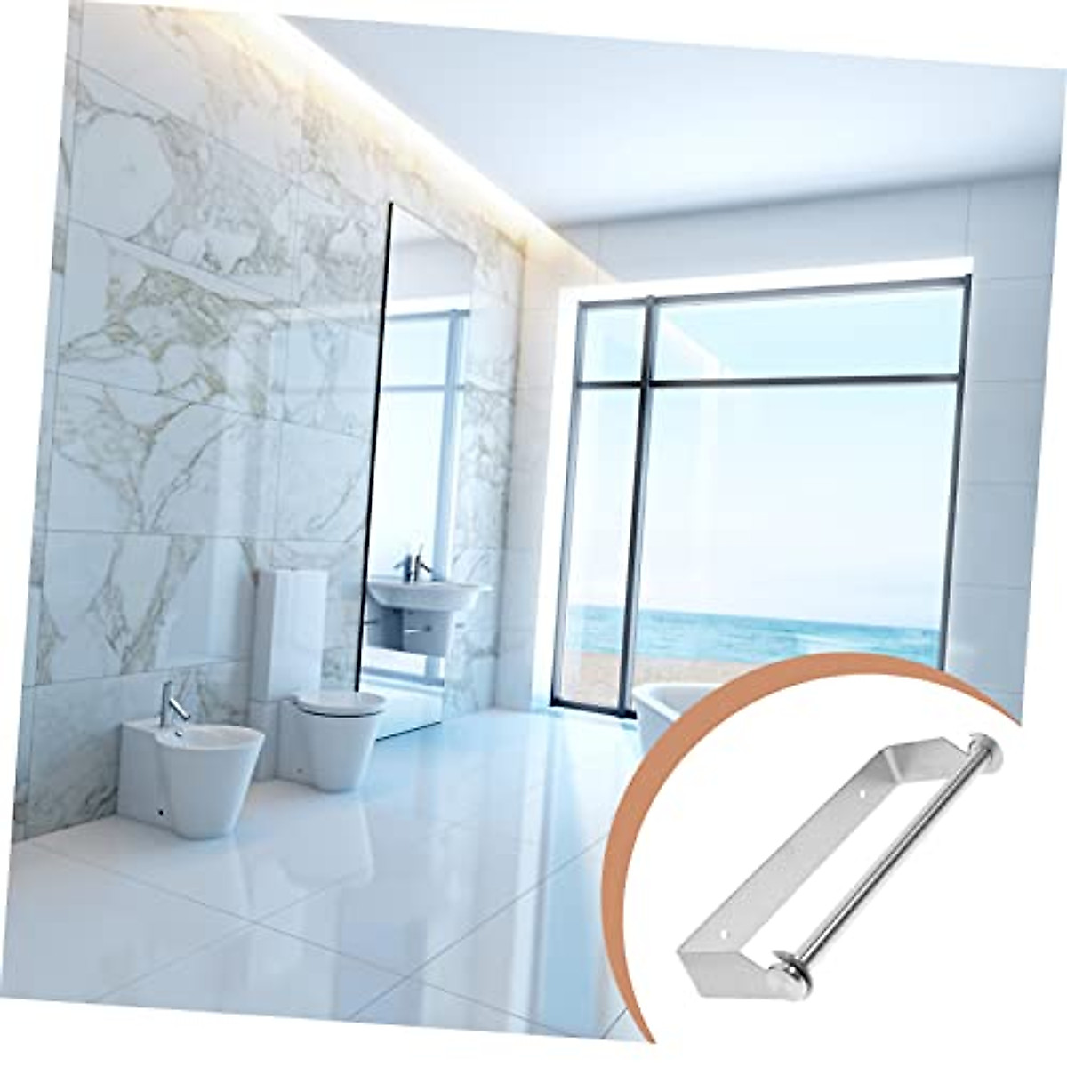 DOITOOL 5pcs and Single Holder Towel Rack Shelf Plastic Toilet Racks Mount Dispenser Organizer Wall Steel Gold Stainless Wrap with Cm Rod Metal Screws Hangers Kitchen for Mounted Bar