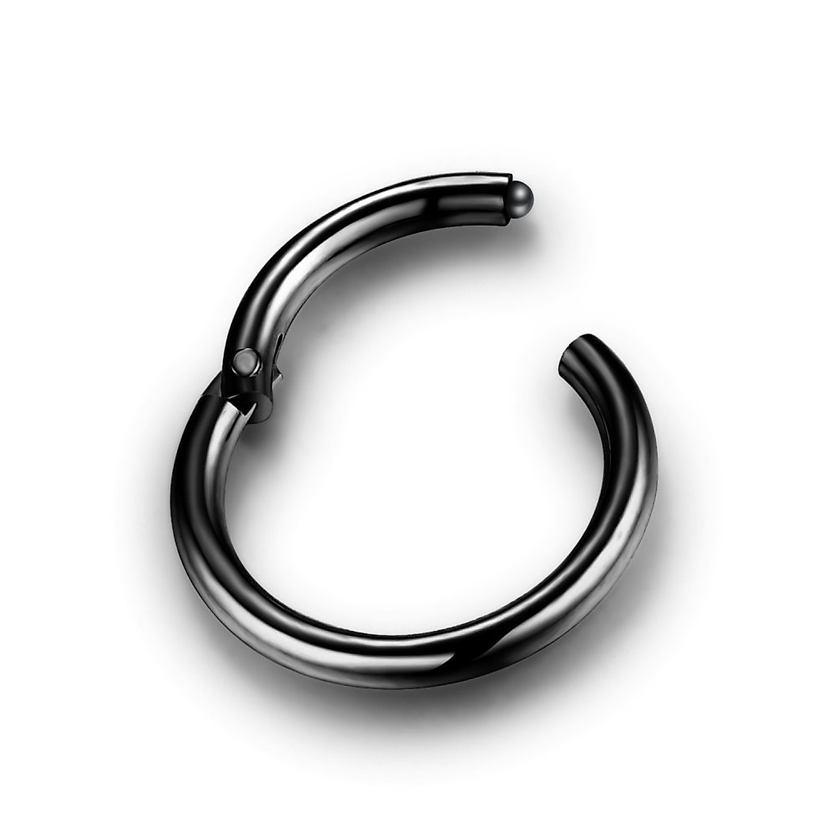 3Pairs Stainless Steel 16G Sleeper Earrings Septum Hinged Clicker Nose Lip Ring Helix Daith Cartilage Tragus Piercings Jewelry 6/8/10mm (Black)