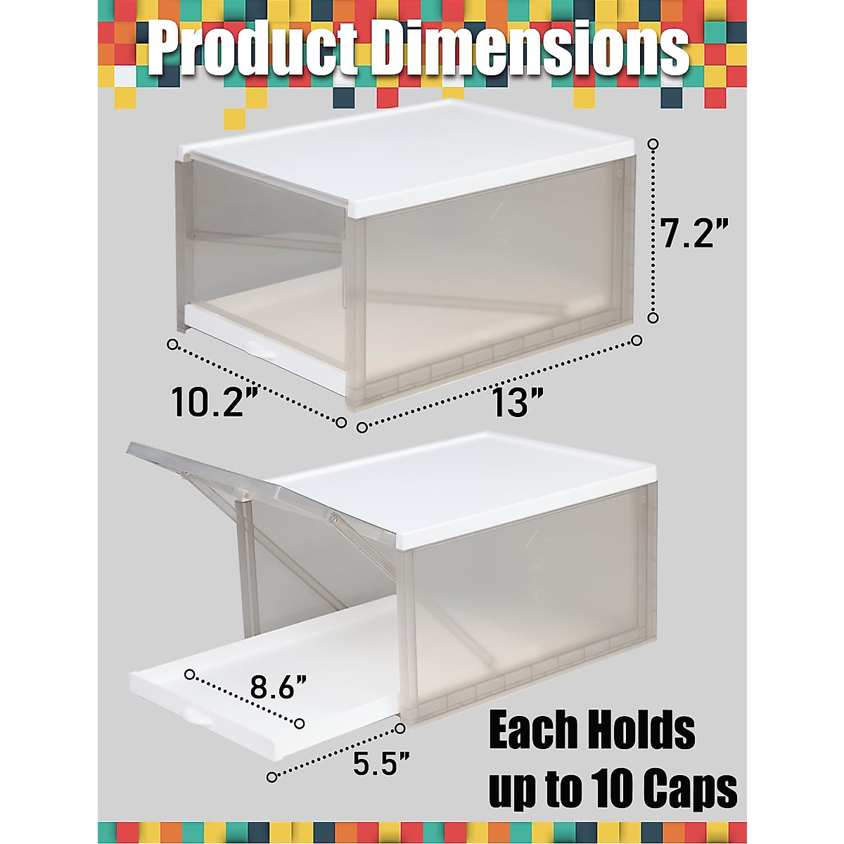 HeywoodCabin 2 Pack Versatile Wearings Organizer, Storage Box with Sliding Tray, Stackable Clear Wearings Storage Holder, Storage Boxes Containers & Display Case