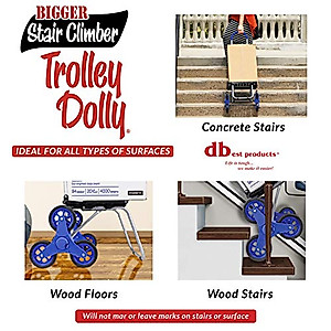 dbest products Stair Climber Bigger Trolley Dolly, Blue Shopping Grocery Foldable Cart Condo Apartment