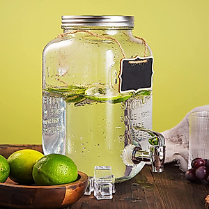 2 Pack Drink Dispenser Beverage Dispenser with Spigot Each 1 Gallon Glass Drink Dispensers for Parties Lemonade Sangria Dispenser Mason Jar Drink Dispensers with Chalkboards