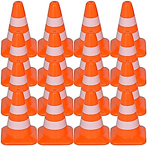 Operitacx 28pcs Miniature Traffic Cones Mini Traffic Sign Toys Construction Road Cones Road Parking Field Marker Cones Plastic Roadblock Model Toy Children Educational Learning Toy Models