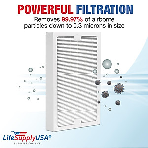 LifeSupplyUSA True HEPA Filter Replacement Compatible with Hunter 30966, 30747, 30748, 30750, 30856, 37748, 37750 Air Purifier