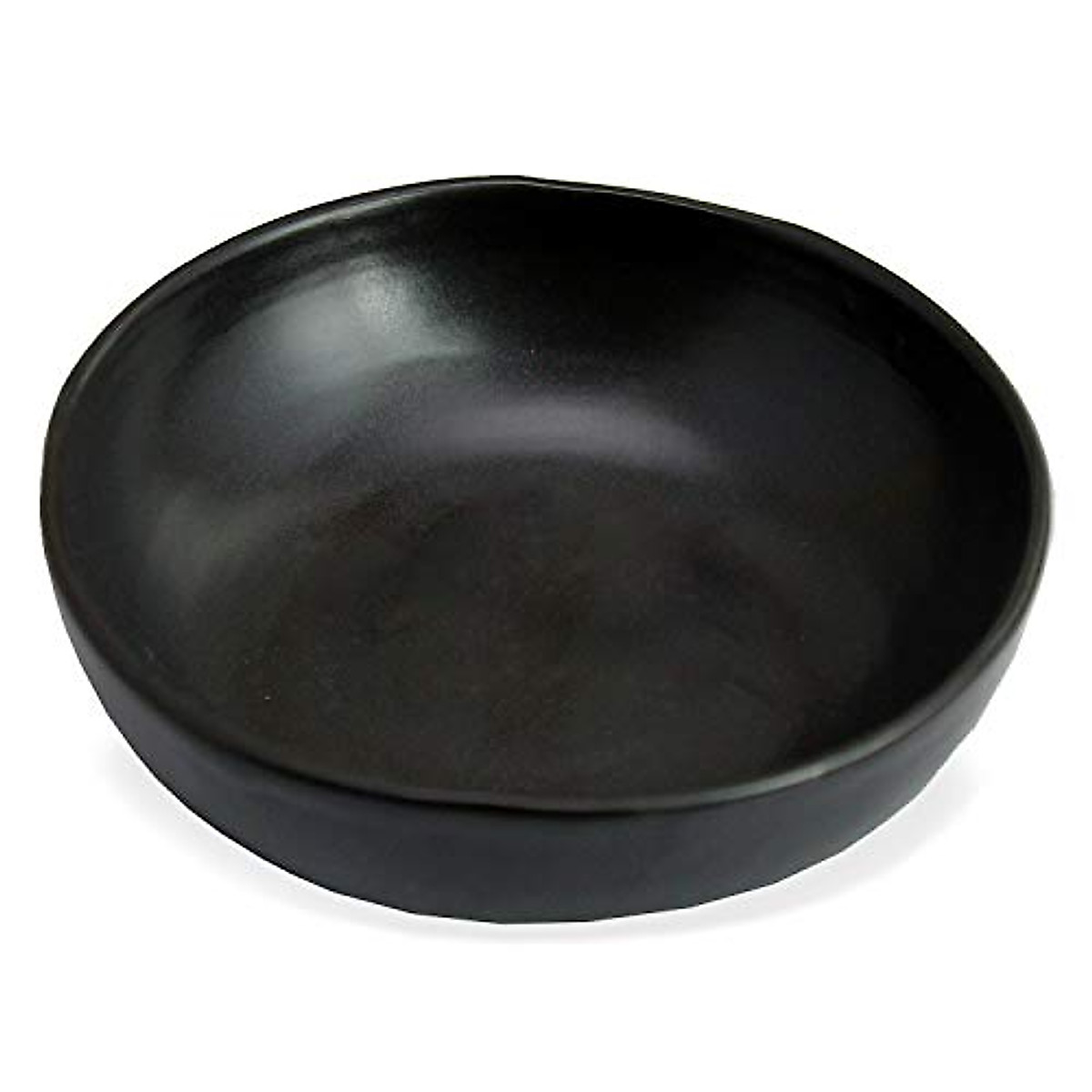 roro Ceramic Stoneware Hand-Shaped Semi-Matte Modern Minimalist Black Low Bowl Set of 2