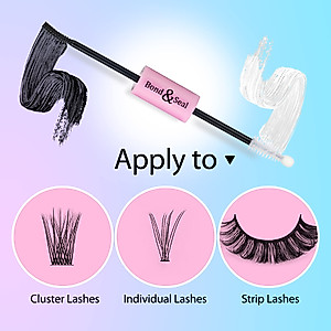 JIMIRE Bond and Seal Lash Glue for Lash Clusters DIY Eyelash Clusters Strong Hold Eyelash Adhesive 10ml 2 in 1 Waterproof Lash Glue for DIY Eyelash Extensions at Home