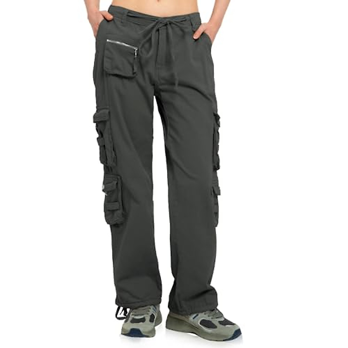 Cargo Pants Women Tactical Baggy Hiking Cargo Pants with 9 Pockets Cotton Military Casual Army Combat Work Pants Steel Gray L