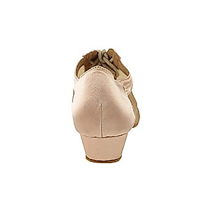 Very Fine Dancesport Shoes - Ladies Salsa, Latin Ballroom Practice Dance Shoes - 1643FT - 1 inch Flat Heel & Canvas Shoe Bag (Flesh Satin & Flesh Mesh, Size 6.5)
