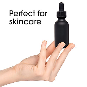 24 Pack Black Coated Boston Round Essential Oils Aromatherapy Glass Bottles Jar With Black dropper cap, 1oz