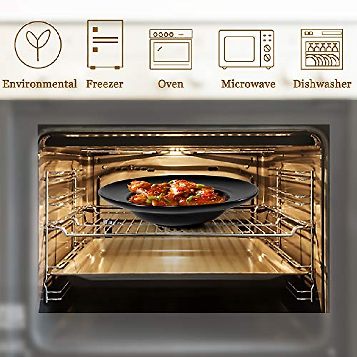 Hoxierence - Ceramic Wide Rim Soup Bowls, 10 Oz Matte Rim Pasta Bowls, Suitable for Salad, Dessert, Soup, Restaurant - Set of 4