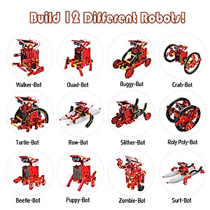 Tomons Solar Robot Kit 12 in 1 Science STEM Robot Kit Building Toys for Kids Aged 8-12 and Older,DIY Science Experiments Robot Toys Gift for Boys, Solar Powered by The Sun