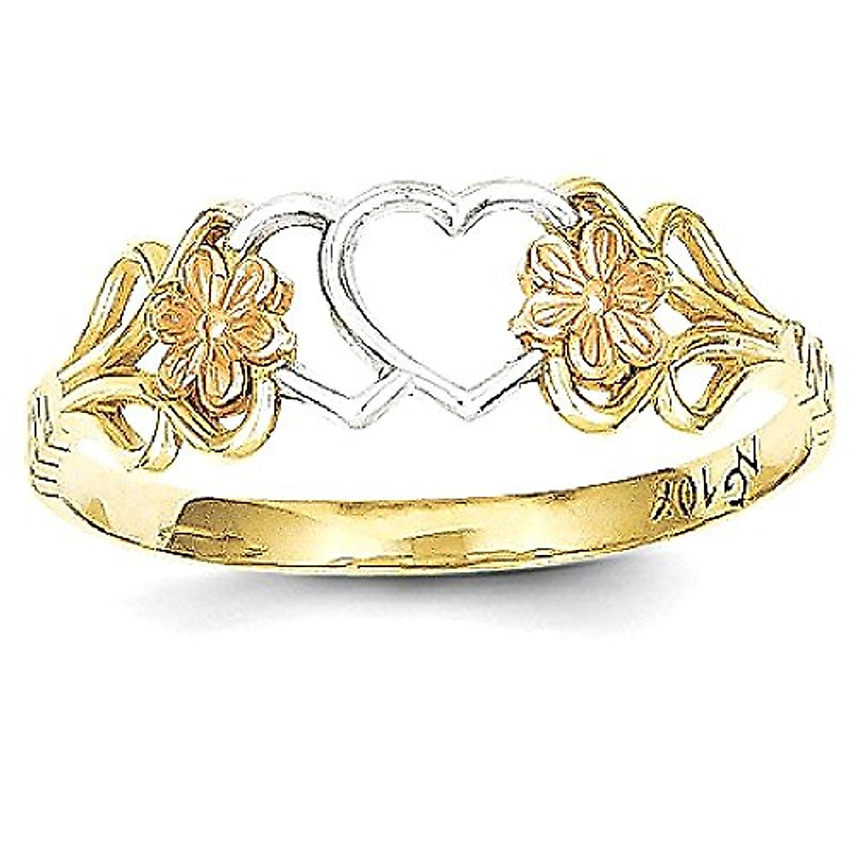 IceCarats 10K Two Tone Gold White Double Heart Love Ring Size 7
