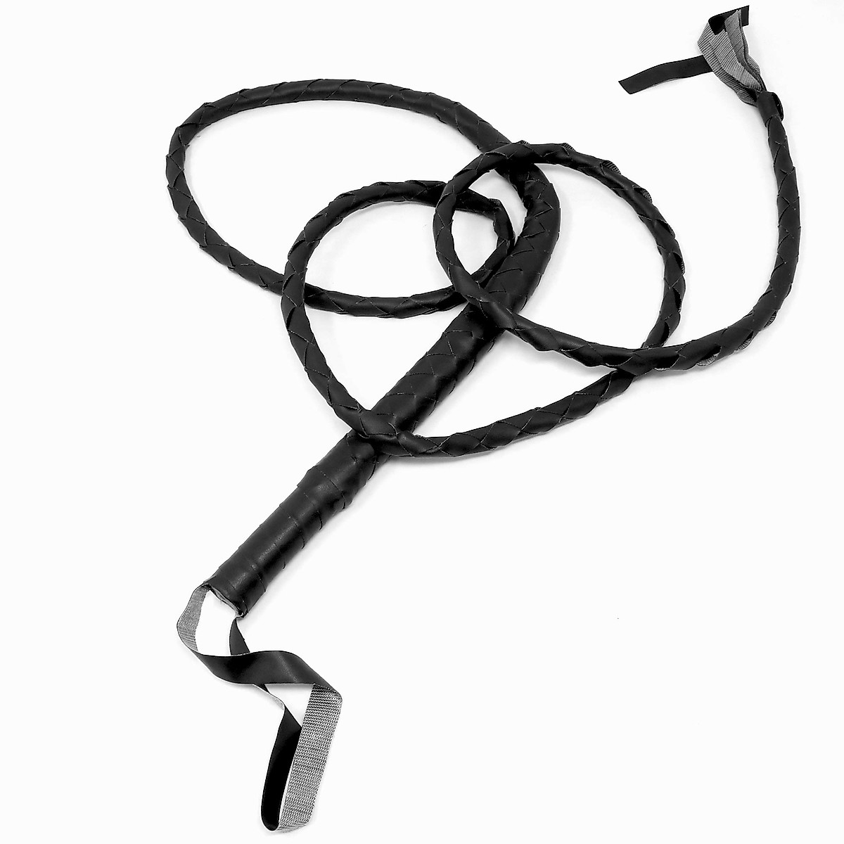 Skeleteen Faux Leather Black Whip - 6.5' Woven Costume Accessories Whips - 1 Piece