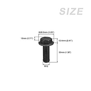 METALLIXITY Flanged Hex Head Bolts (M12x35mm) 6pcs, Hexagon Serrated Flange Bolt Fully Thread Screw - for House Construction Hardware Fasteners