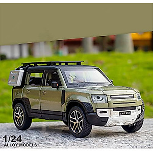 Green 1/24 Diecast Pull Back Model Car Toy Collection Sound Light for Land Rover New Defender 110