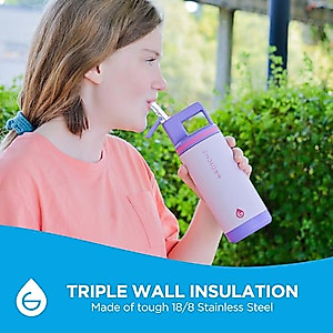 GROSCHE Alpine Flip n' Sip 16oz Insulated Kids Water Bottle - Stainless Steel, Leakproof Flask with Straw - Perfect for Gym, Travel & Outdoor Use - Keeps Water Cold upto 60 hrs - Cosmic Purple