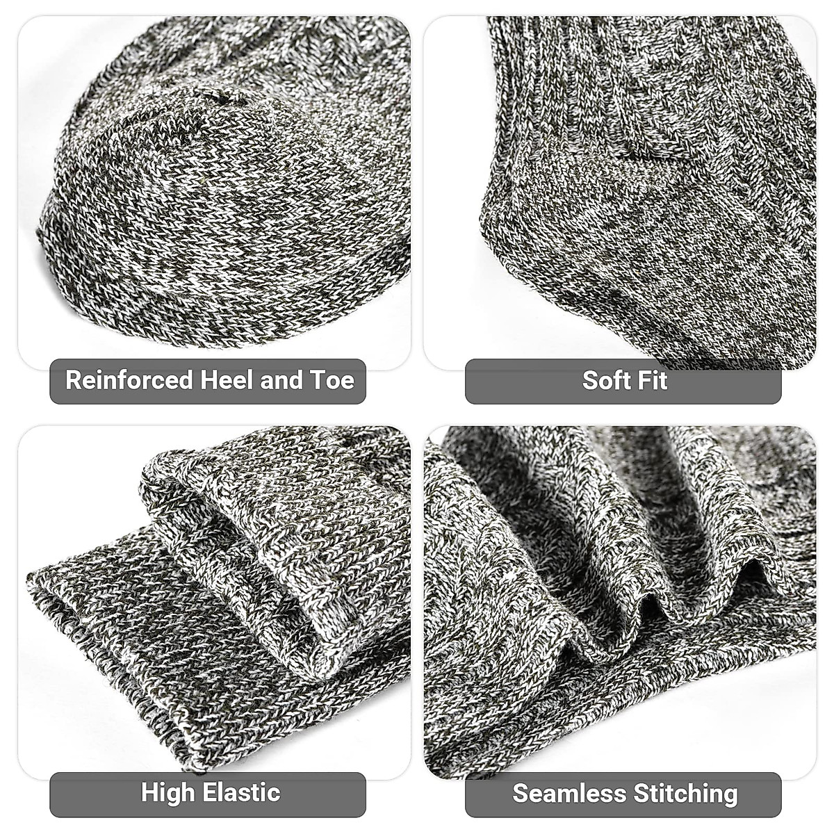 Trifabricy 5 Pairs Wool Socks - Comfortable and Warm Womens Wool Socks, Wool Socks Women, Super Soft Crew Socks for Women, Thick Knit Cabin Cozy Wool Socks Gifts For Women