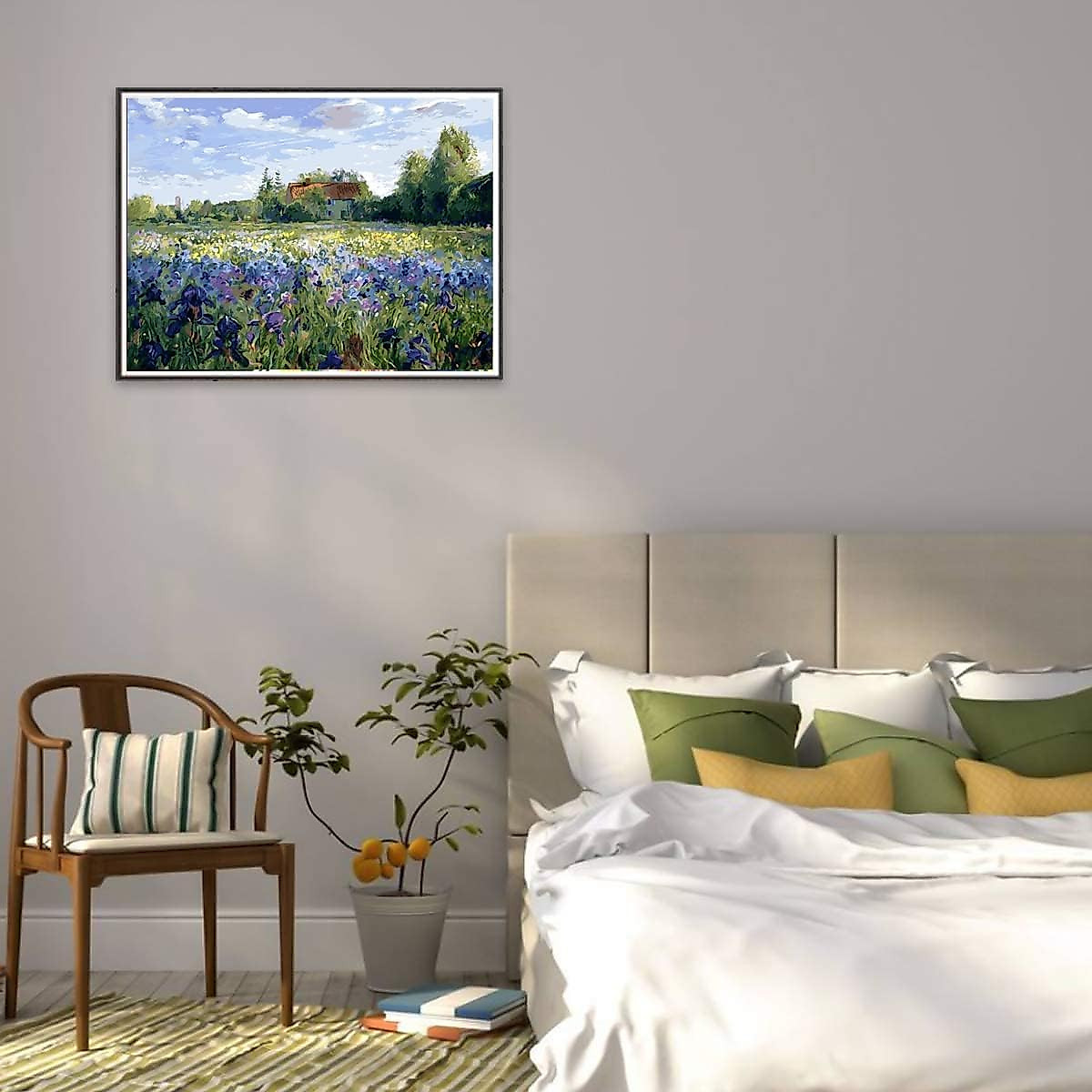 ABEUTY DIY Paint by Numbers for Adults Beginner - Purple Flower Rural Cabin Landscape 16x20 inches Number Painting Anti Stress Toys (No Frame)