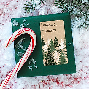 Evergreen Christmas Gift Tags, Self-Adhesive Stickers – 75 Gift Wrap Tags, Peel and Stick Christmas Gift Tags
