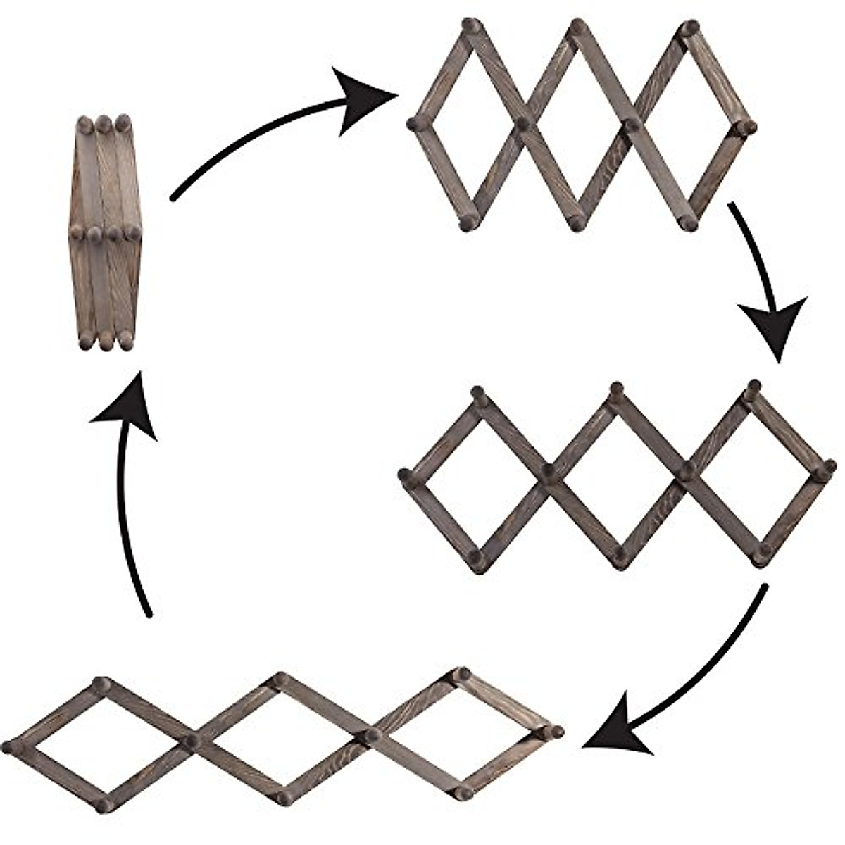 MyGift 10-Hook Rustic Gray Wood Expandable Accordion Peg Coat Rack Hanger