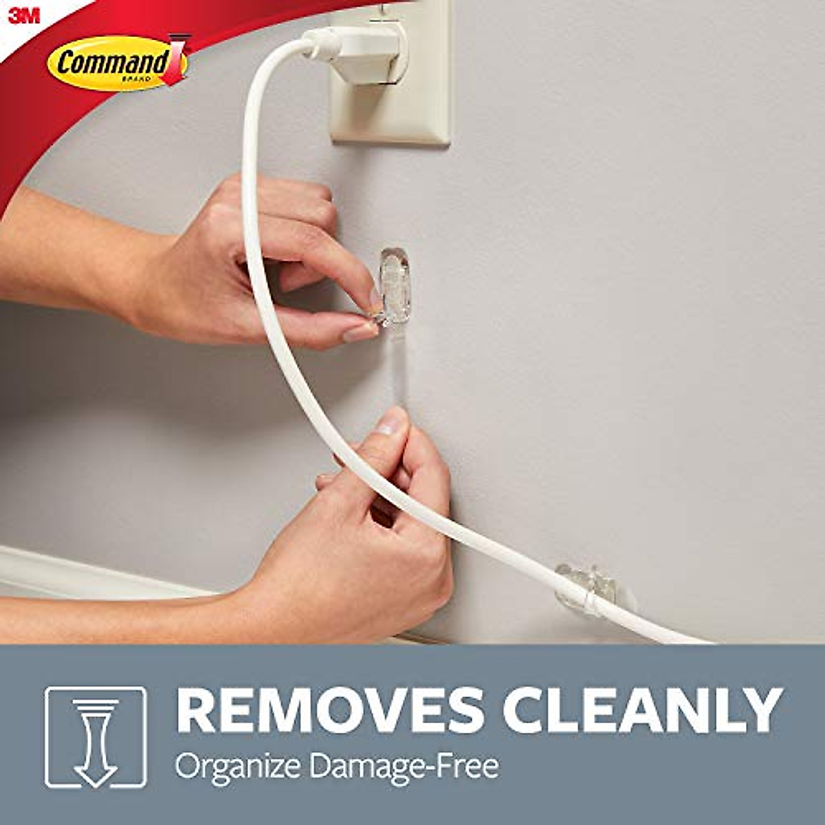 Command 17303CLR 3 Adhesive Strips Cord, Large, Clear, 2-Clips (17303CLR-ES)