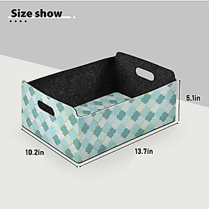 CaTaKu Foldable Storage Basket Gold Lattice Collapsible Felt Storage Bins with Handle Drawer Organizer Bin Cube Shelf Box for Organizing Closet Clothes Office Books Bedroom