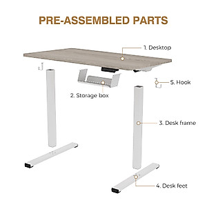 SANODESK Standing Desk Adjustable Height, 48x24 Inch Electric Standing Desk with Headphone Hook, Stand up Desk for Home Office Computer Desk，Handset with 4 Memory Presets and Charging Ports