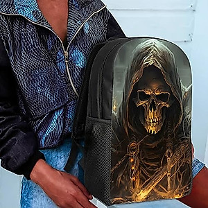 DUOLIFU Kids Funny Print Backpack Boys Girls Kindergarten Preschool Elementary Bookbag School Backpacks,Grim Reaper