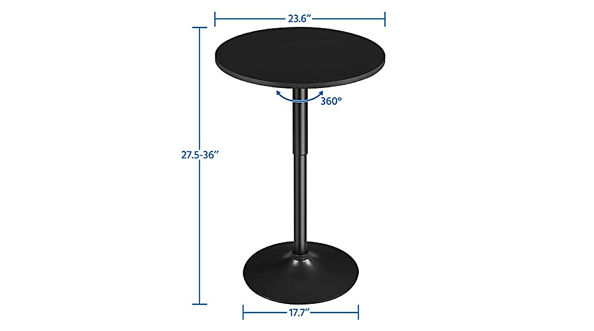 Adjustable Black Pub Table with Swivel & Height Control - Ideal for Bars