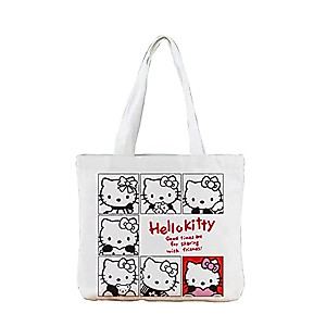Reusable Kitty's Tote Canvas Bag For Women Cute Aesthetic Shopping Bag/Gym Bag/ Lunch Bag | Book Lovers Gifts, Medium