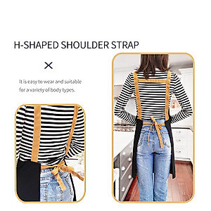 LOYGLIF Apron for Women with Adjustable Straps and Pockets, Canvas Cotton Cooking Kitchen Chef Hairstylist Bib Aprons, Black