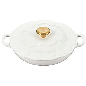 Le Creuset Signature Enameled Cast Iron Petal Braiser, 2.25qt., White w/Gold Knob