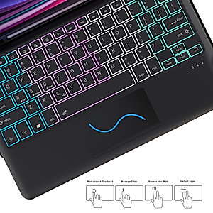 for Samsung Galaxy Tab S9 FE+/S9+ 12.4" Keyboard Case: 3 Zone 7 Colors Backlit Trackpad Keyboard for 12.4 inch Galaxy Tab S9 Plus/S9 FE Plus - Detachable Smart Touchpad Keyboard Folio Tablet Cover