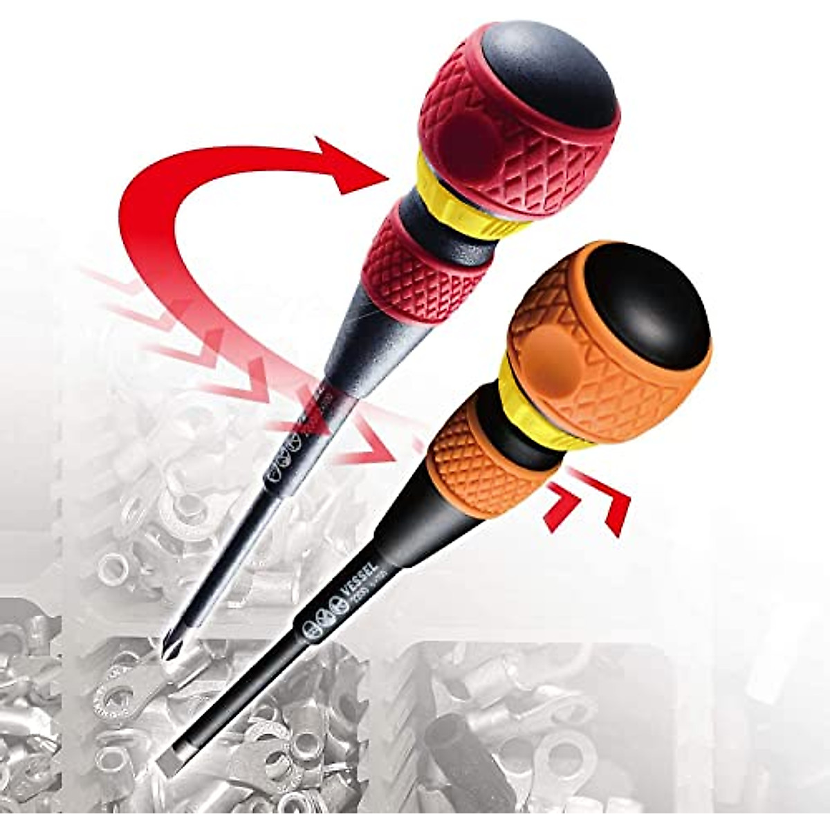 VESSEL BALL GRIP Ratchet Screwdriver (+2x100(4") J)