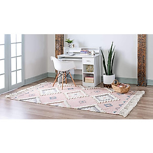 Unique Loom Mesa Collection Area Rug - Papago (8' x 11' Rectangle, Pink/ Cream)