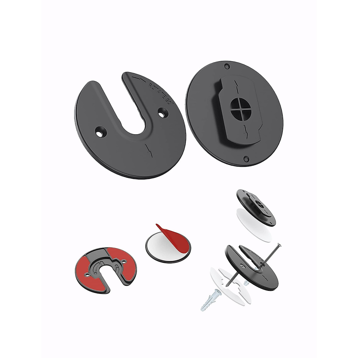 NOTMBESTM Universal Tablet Wall Mount Adjustable 90 Degrees Rotating Tablet Holder Fit for ipad/Kindle/e-Reader and More(2Pack)(Black)