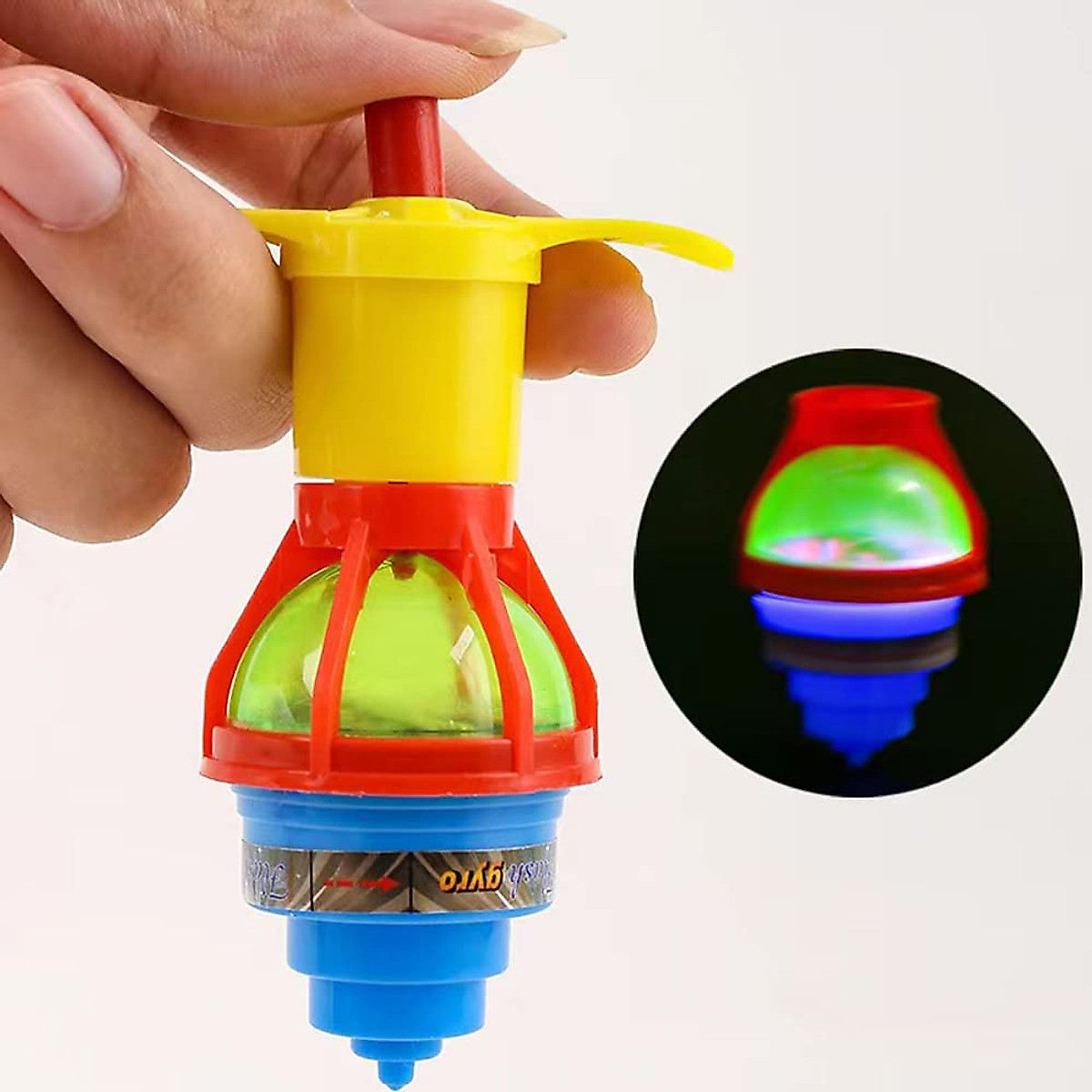 9Pack LED Light Up Spinning Tops with Gyroscope, LED Flashing Spinning Toys for Kids, Party Favors Goodie Bag Fillers Glow Dark Party Supply Bulk Toys